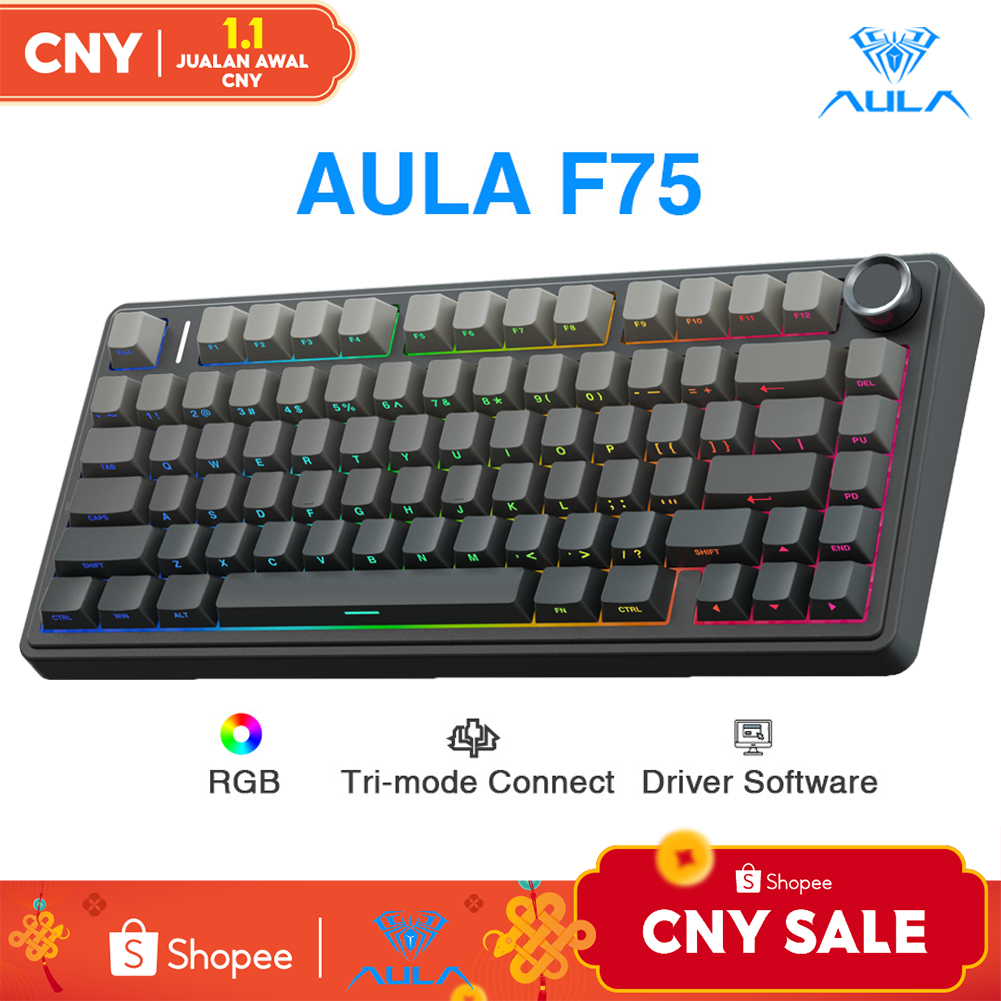AULA F75/F87/F99 Mechanical Keyboard Side Engraved Keycaps Tri-mode Hot ...