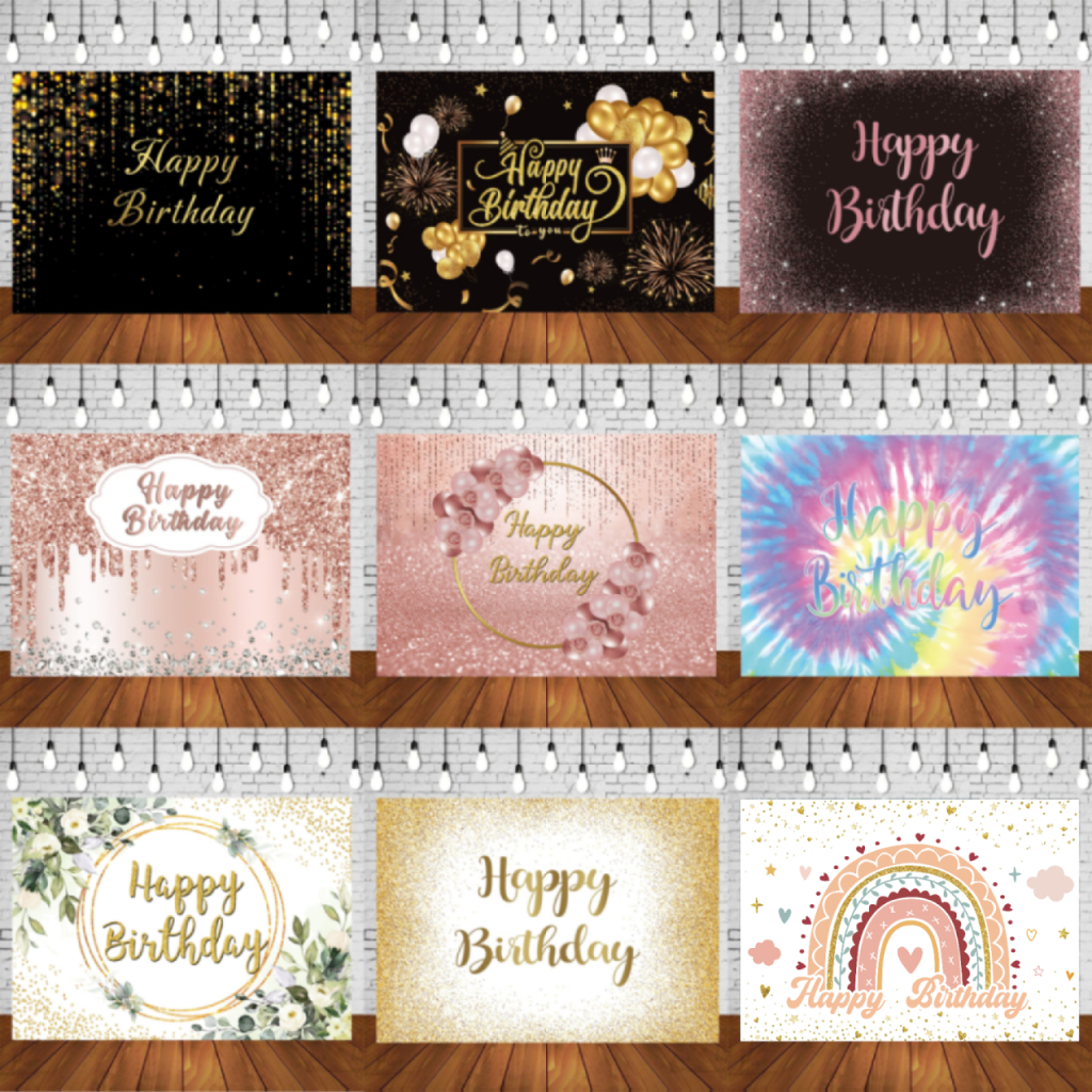 【Local Stock】Backdrop Birthday Banner Birthday Black Gold Backdrop Pink ...