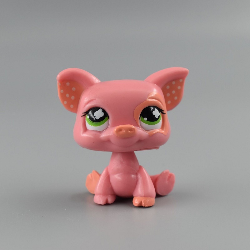 LPS Action Figure littlest pet shop Pink Pig with Green Cross eyes ...