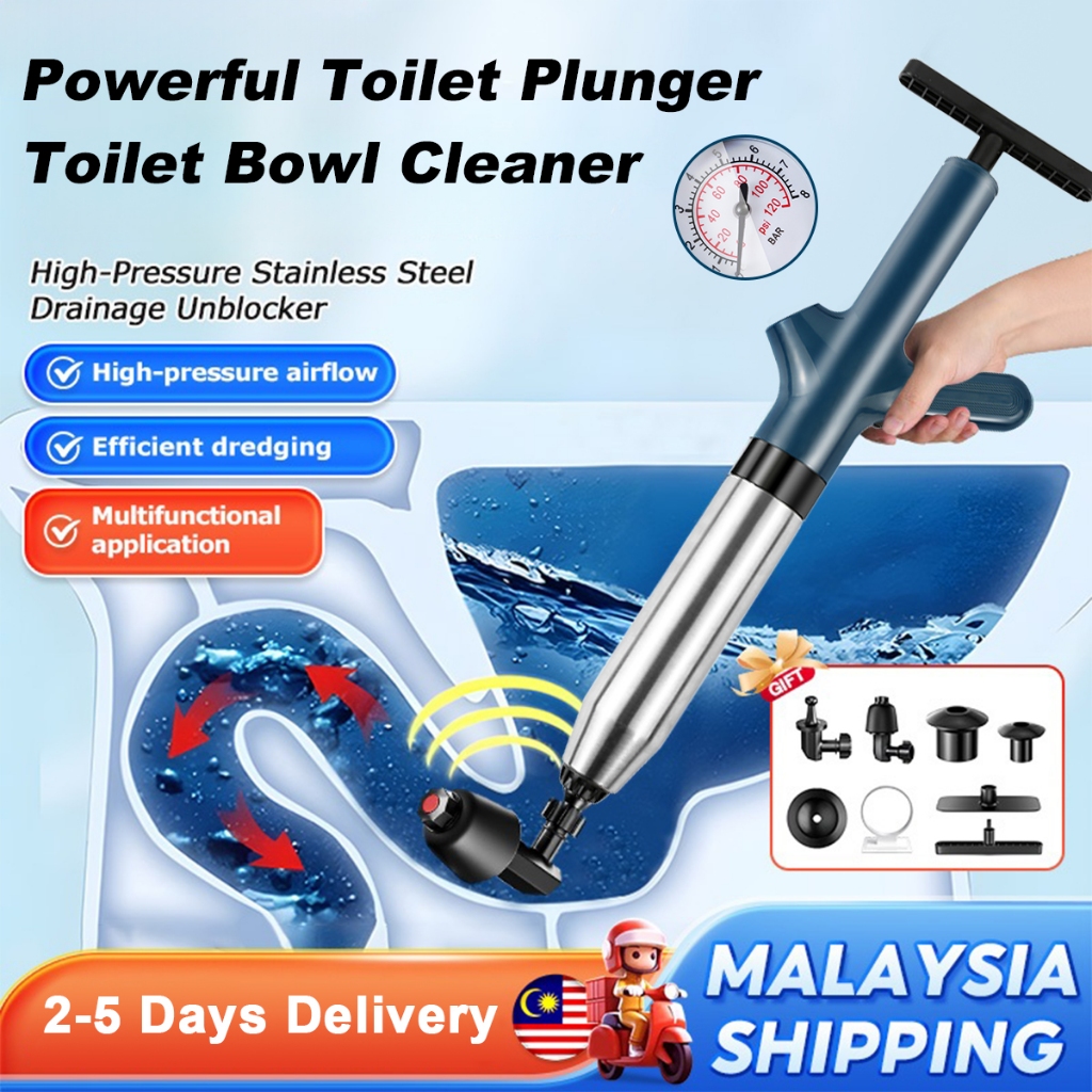 Toilet Plunger High Pressure Air Drain Blaster Sink Pipe Pump Clog ...