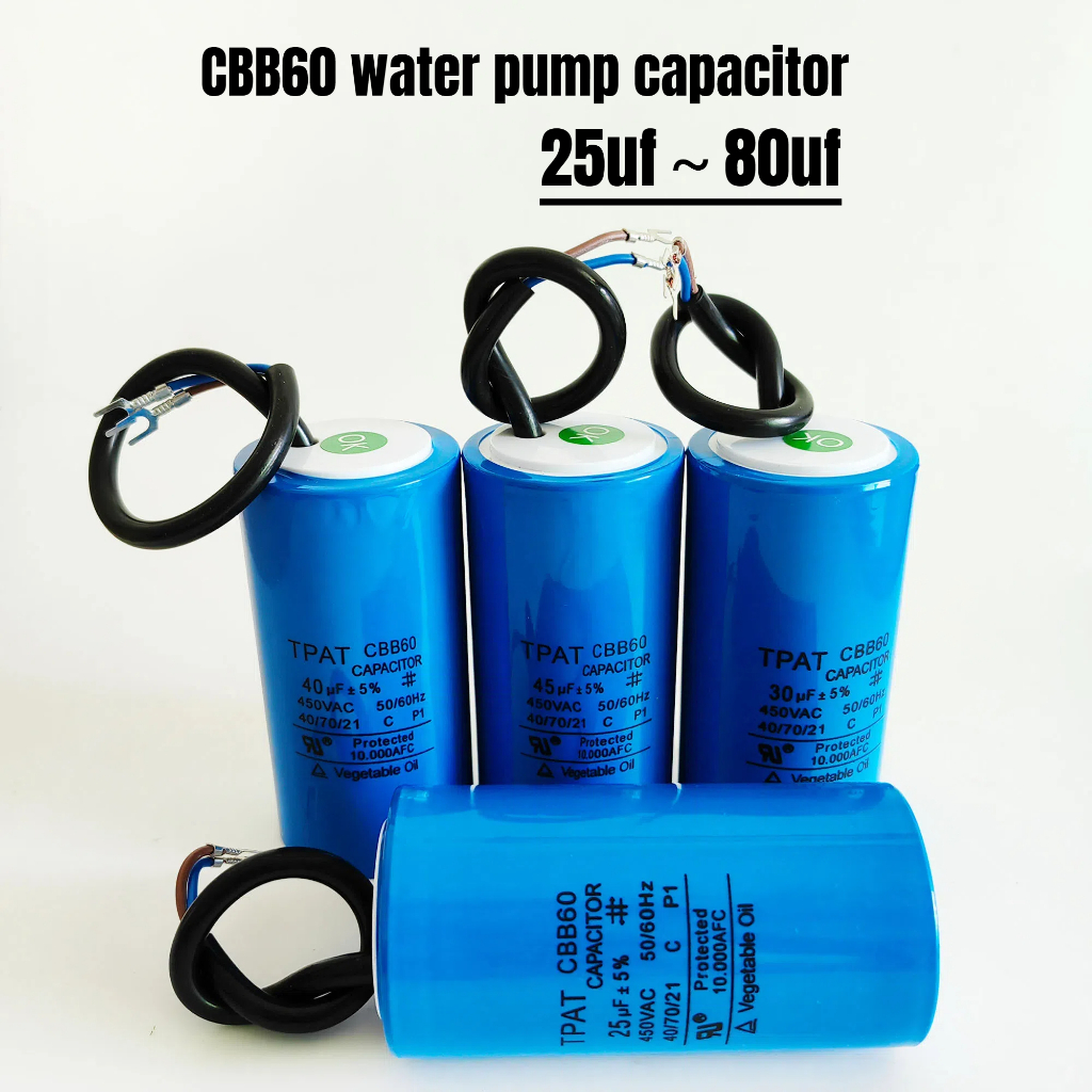Cbb60/cd60 25uf-80uf 100uf-500uf Water Pump Motor AC Starter Running Capacitor 450VAC 50 x 100mm ...