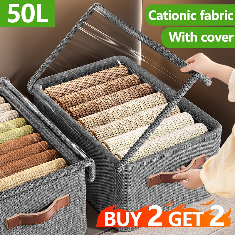 （Buy 2 get 2 free）Foldable Storage box organizer cabinet wardrobe ...
