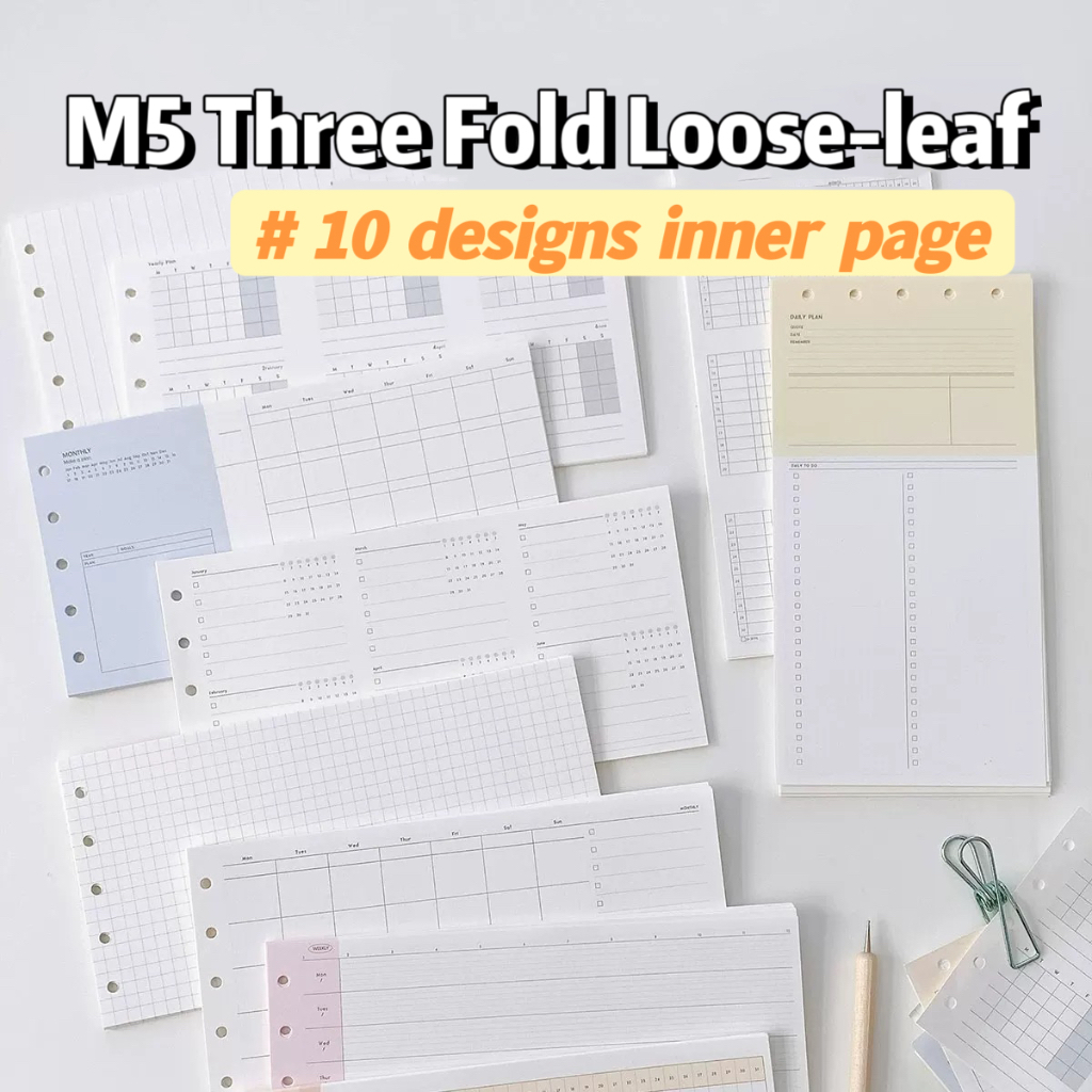 20 Sheets 2026 Calendar M5 Three-fold Loose-Leaf Refill 5 Holes Binder ...