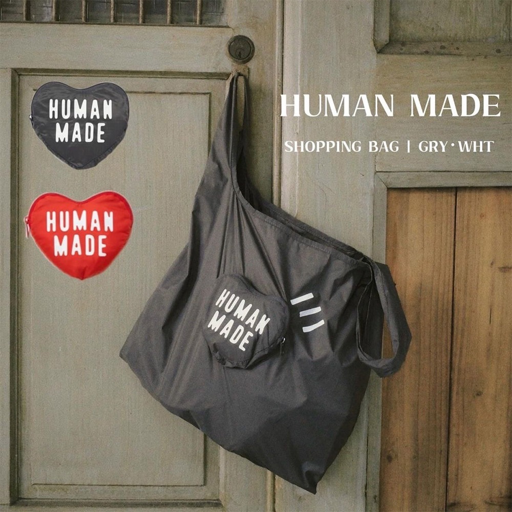 HUMAN MADE PACKABLE HEART SHOPPER (compressed/folded) nylon tote bag ...
