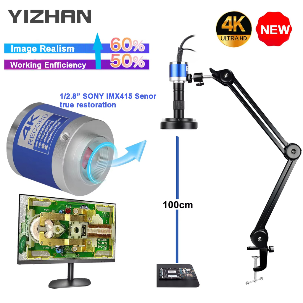 Yizhan 4K 48MP Full HD Industrial Microscope HDMI USB-C Microscope C ...