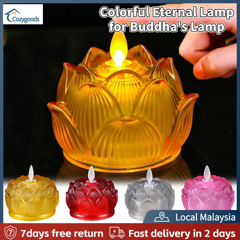 [Local delivery] Led Crystal Glazed Lamp Lotus Flower Candle Lamp For ...