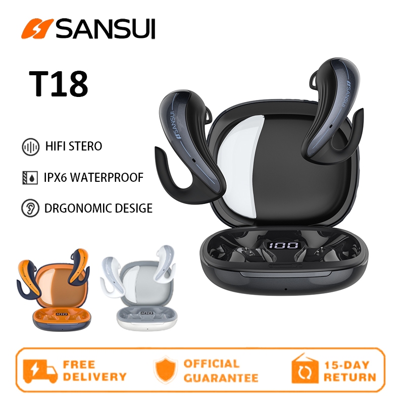 SANSUI T18 True Wireless Earbuds With Built-in Microphone IPX6 Waterproof Bluetooth 5.4 TWS ...