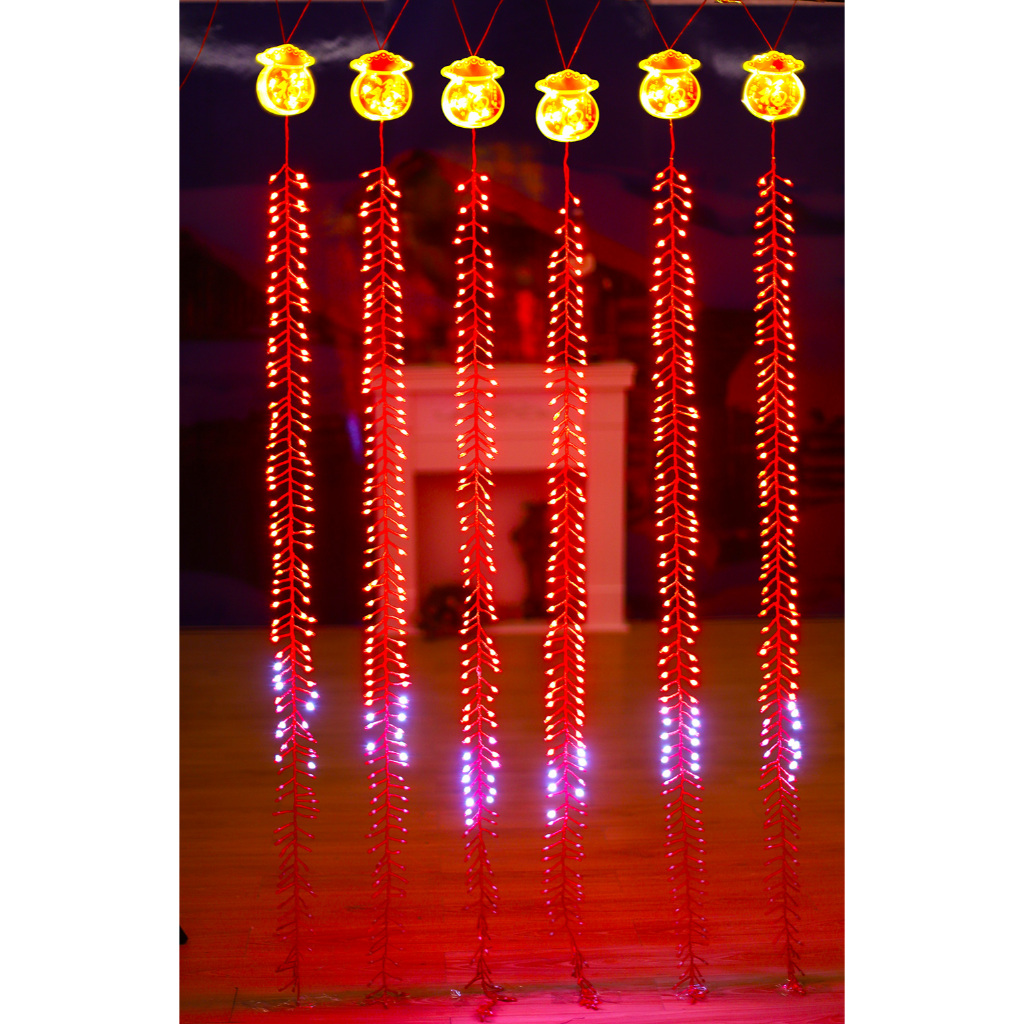 2025 Red Firecracker Chinese New Year Interior Decoration Light Voice ...