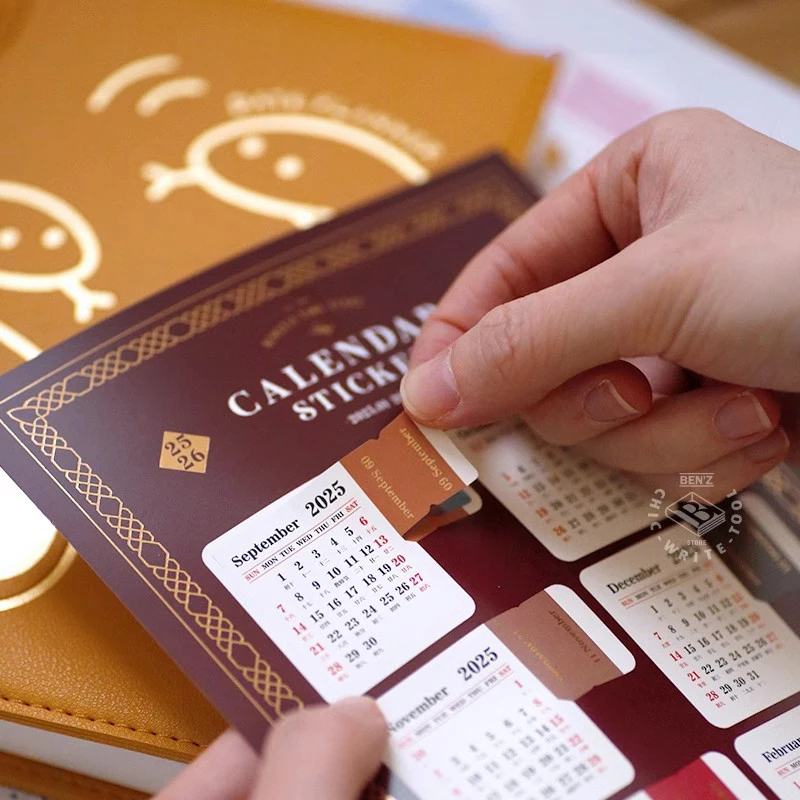 2025 Year Calendar Stickers Vintage Notebook Planner Index Stickers ...