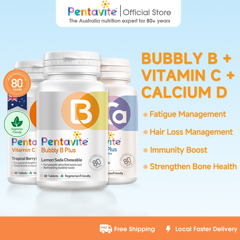 Pentavite Vitamin 3 bottles Set (Bubbly B+Vitamin C+ Calcium+D Plus ...