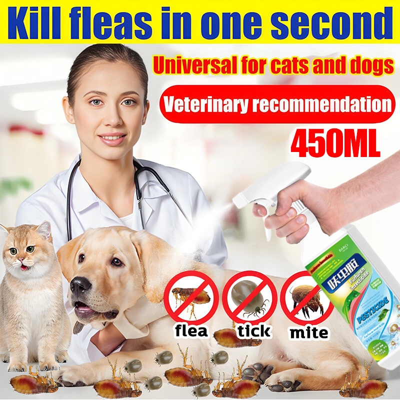 Kill fleas in one second (450ML) dog tick medicine flea and tick spray cat flea ubat kutu kucing ...
