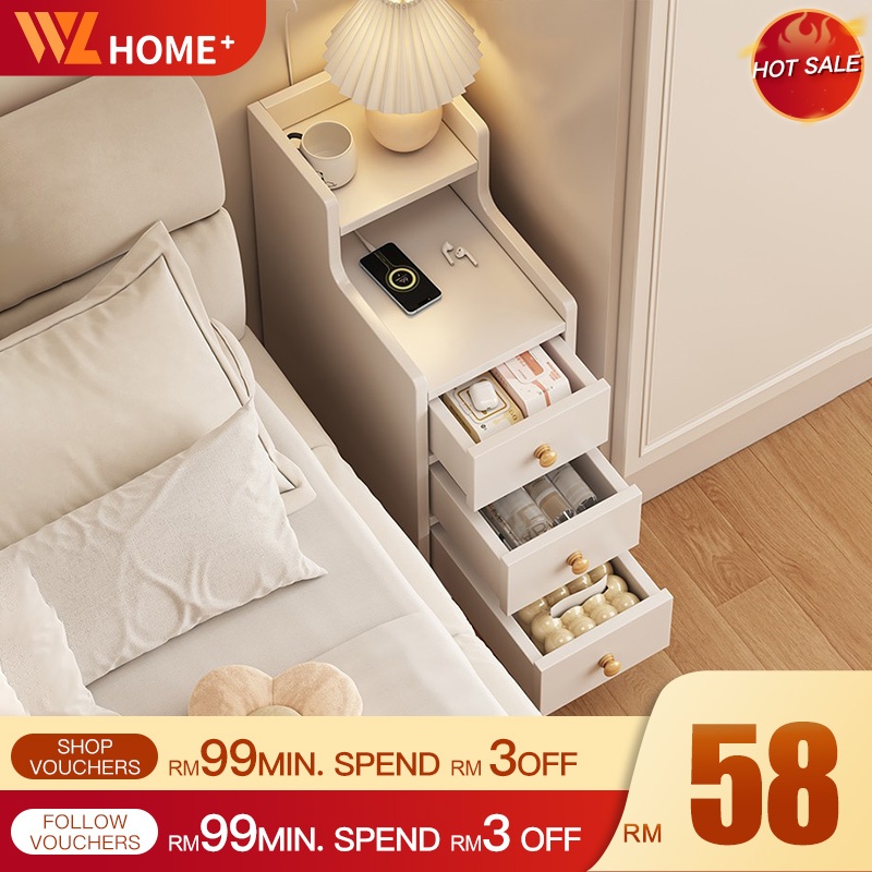 Bedside Table Side Table Bedroom End Table Storage Table with Rack ...