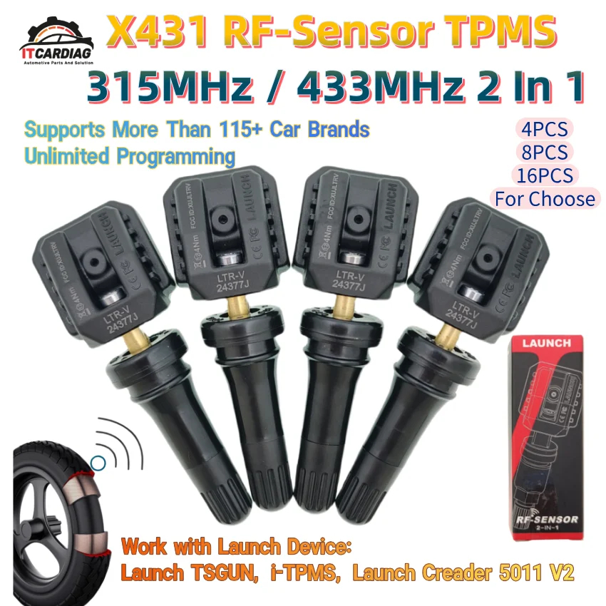 LAUNCH X431 Sensor NEWEST Rubber RF-Sensor 315MHz/433MHz 2 in 1 TPMS ...