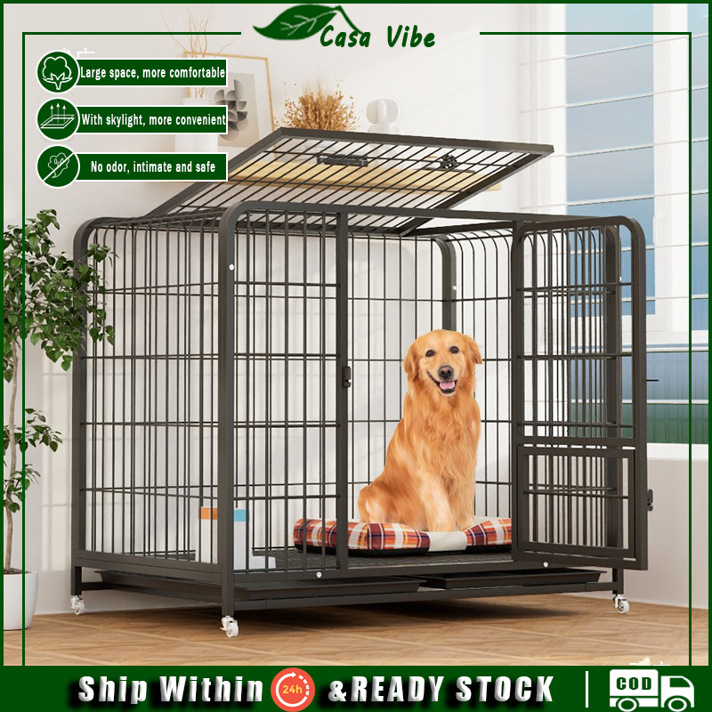 Mobile Square Tube Wire Dog Cage Large Sangkar Anjing Besar With Tray ...