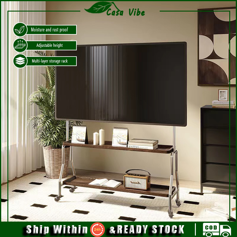 Stainless Steel TV Stand Movable Adjustable TV Bracket Adjustable 32-75 ...