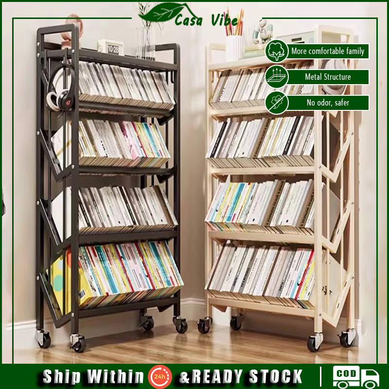 Bookshelf Rak Buku Kanak Kanak Almari Buku Steel Metal Book Rack Besi ...