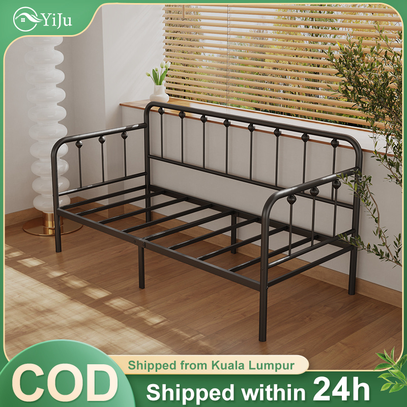 YIJU 6FT Metal Sofa Bed Single Iron Bed Frame Daybed Katil Bujang Katil ...