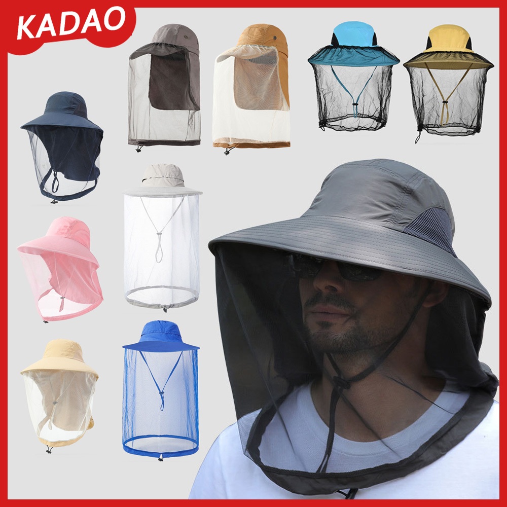 KADAO Outdoor Anti Mosquito Insect Mesh Hat Fishing Hat Bug Mesh Head ...