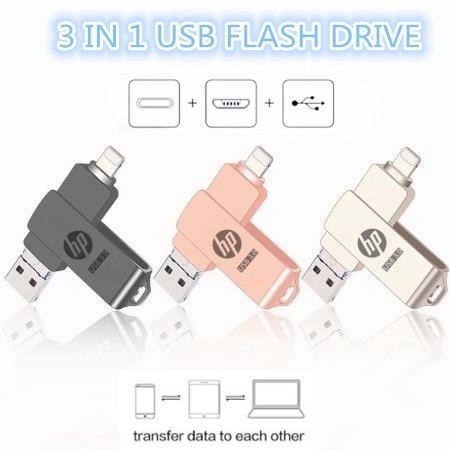 HP Flash Drive OTG Metal USB 16GB 32GB OTG Pen Drive USB 3.0 Flash Disk ...