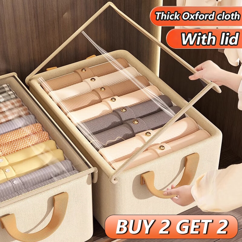 （Buy 6 get 1 free）Cation covered foldable clothing storage box, home ...
