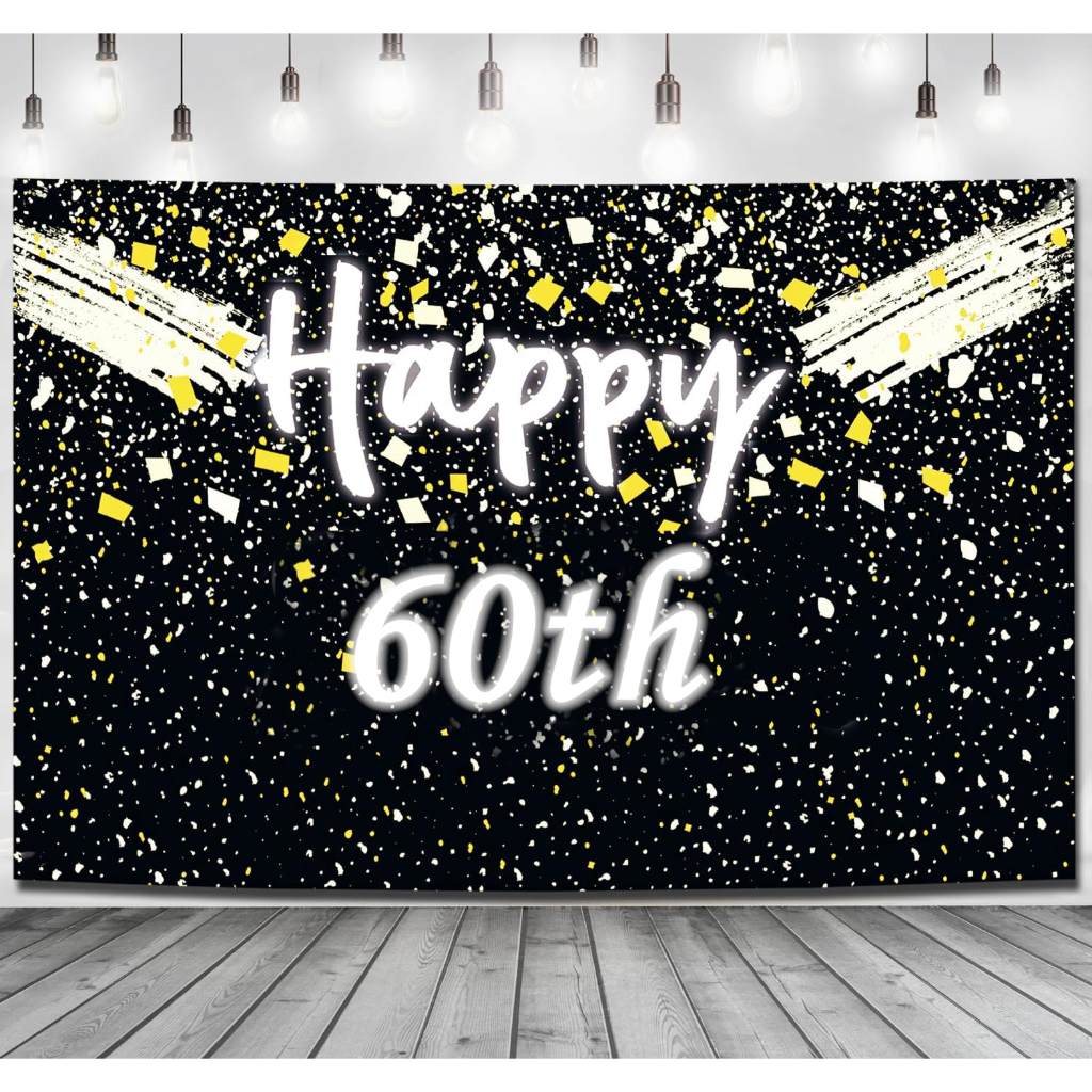 7x5ft Happy 60th Birthday Photography Backdrop 60 Years Old Birthday ...