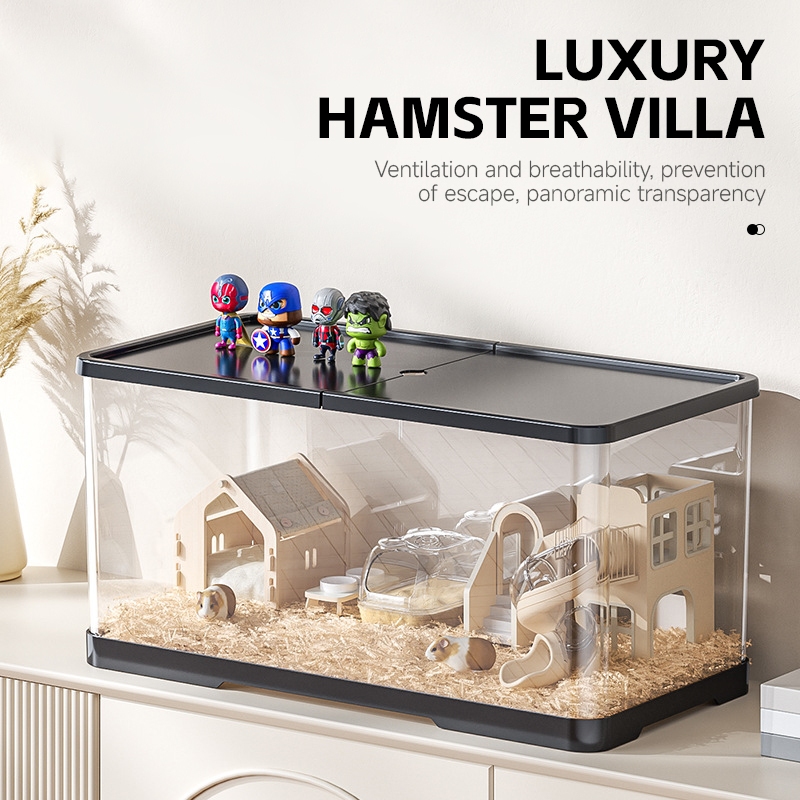 Hamster Cages Large Hamster Villa Acrylic, Hamster House Cozy, 360° Panoramic Hamster Cage ...