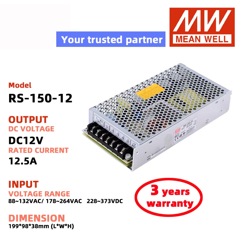MEAN WELL RS-150-24 RS-150-12 RS-150-5 Meanwell Switching Power Supply DC power | Shopee Malaysia