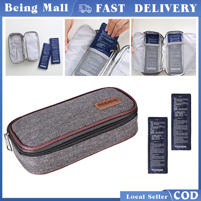 Insulin Cooler Bag With 2 Ice Packs Medicine Insulin Cooling Bag ...