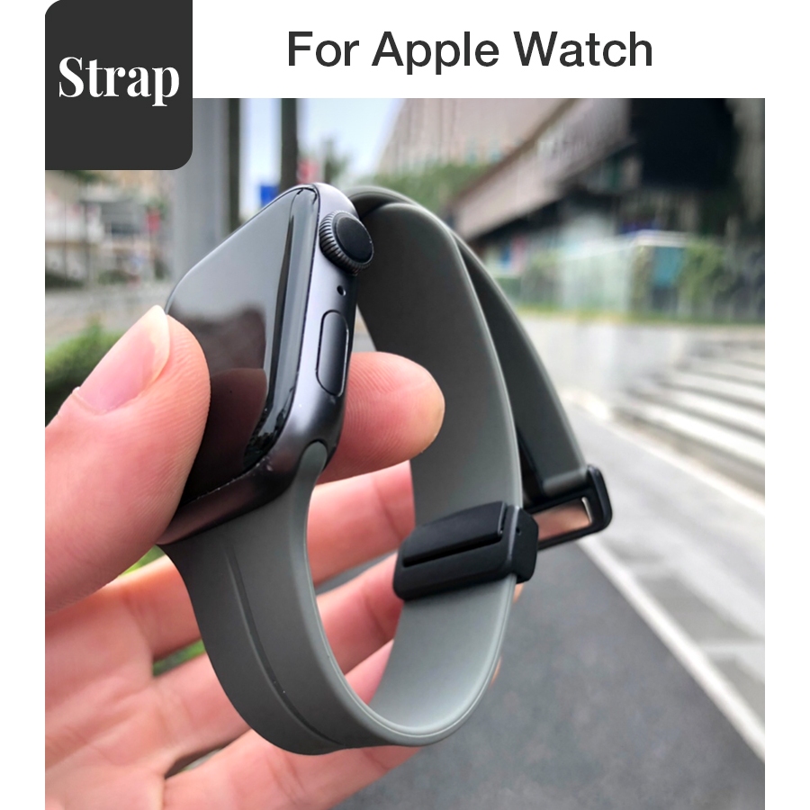 Men Silicone Magnetic Sports Waterproof Strap Suitable for Apple Watch ...