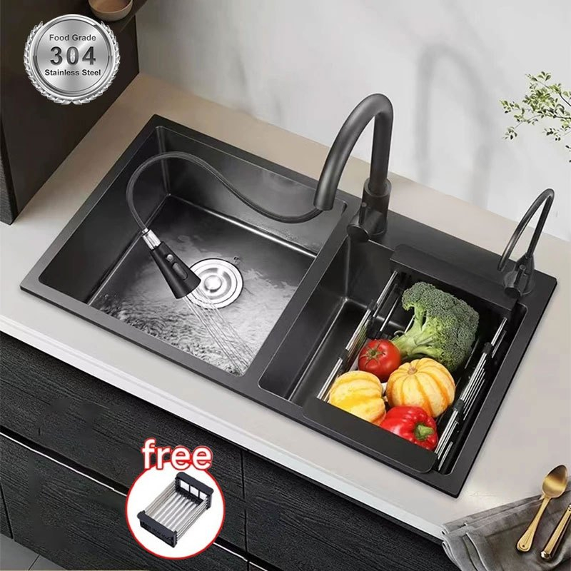 SUS304 Kitchen Sink Thickness With Free Sink Drainer Stainless Steel ...