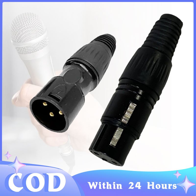 3 Pin XLR Connector Female & Male Microphone Cable Mic Audio Jack Male ...