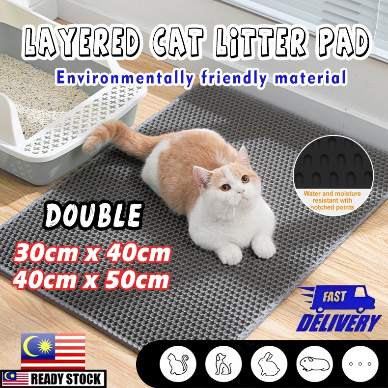[Ready Stock] Cat Litter Mat Double Layer Cat Mat Trapping Urine and ...