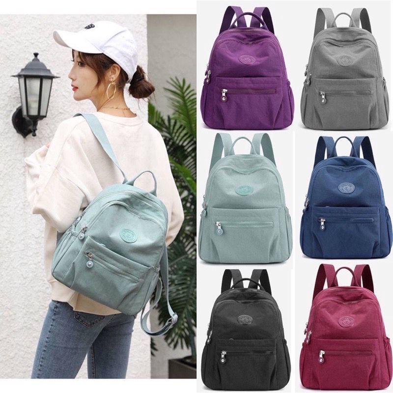 Fashion New Women's Backpack Nylon Candy Solid Color Trendy Casual ...