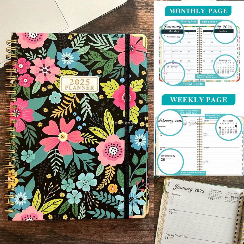 2025 Notebook Daily Planner A5 with Yearly Monthly Weekly Calendar 2025 ...