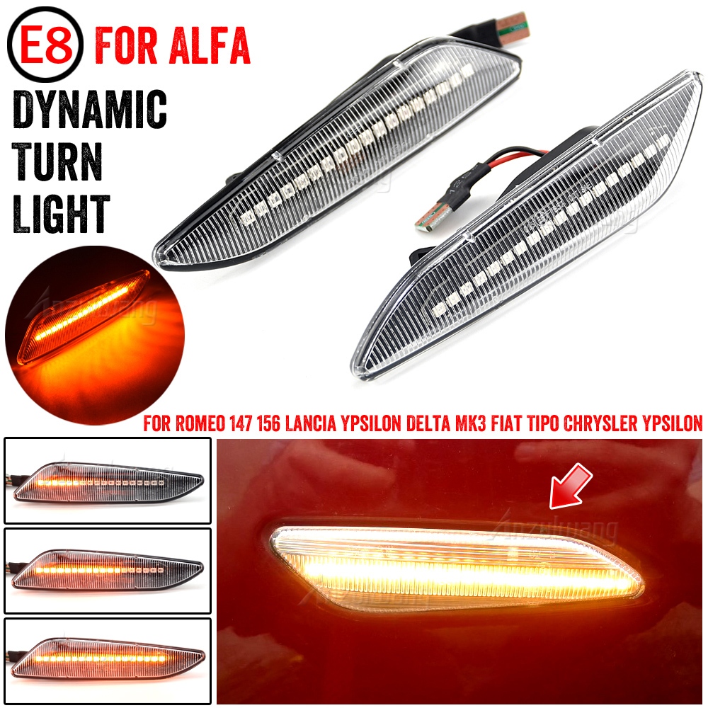 2 Pieces Sequential Flashing LED Turn Signal Side Marker Light For Alfa ...