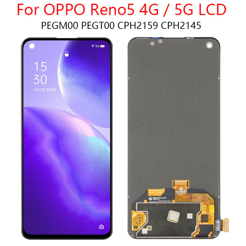 Original AMOLED OPPO Reno 5 4G 5G Reno 5F Reno 5 Pro 5G LCD Display Touch Screen Replacement ...