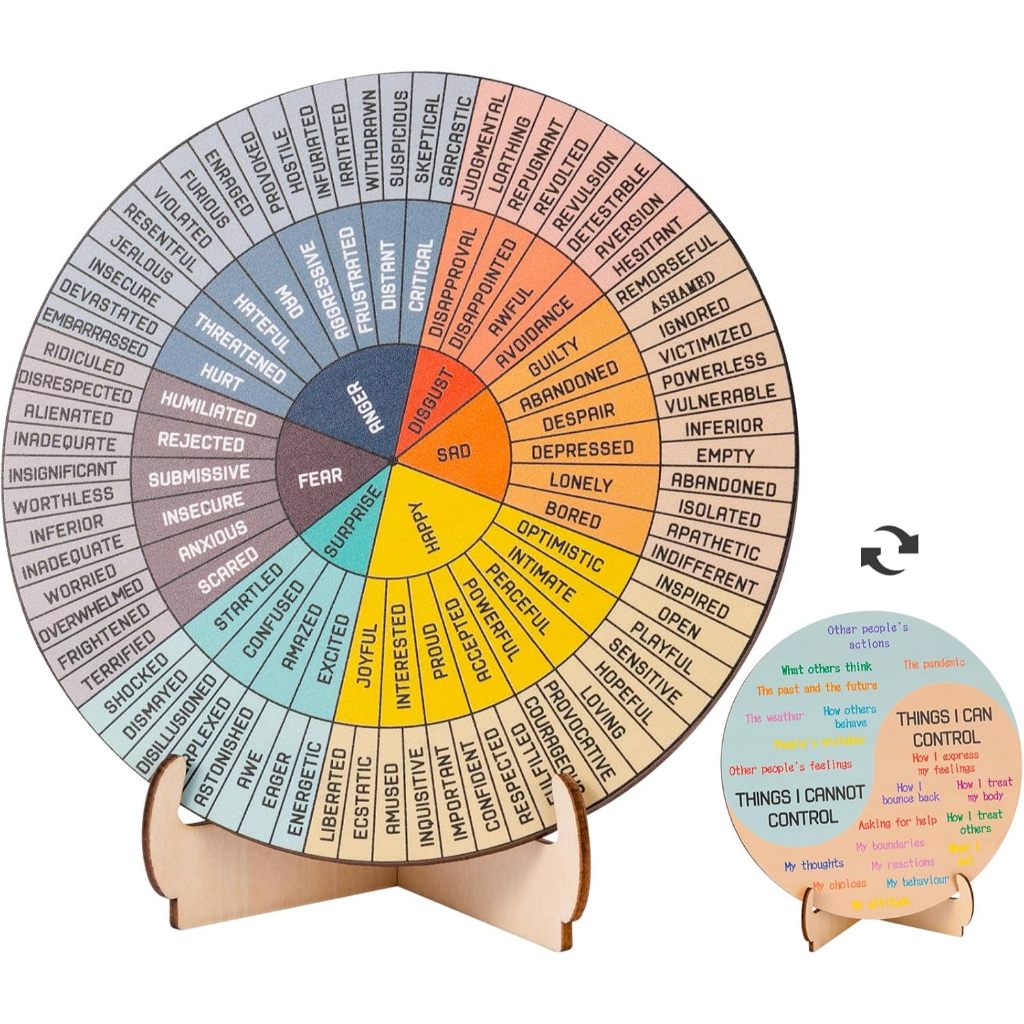 Feelings Wheel Therapy Office Desk Decor - Double Sided Mental Health ...