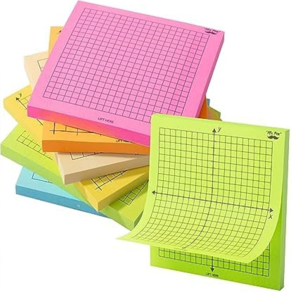 6 Pads Graph Paper Sticky Notes, 3x3 Inch, Graph Sticky Notes, Math ...