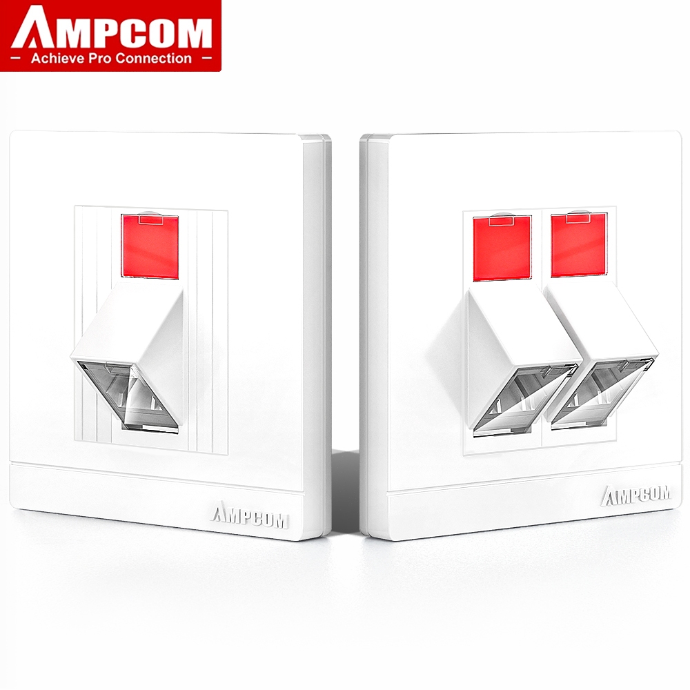 AMPCOM 86*86mm Angled Faceplate with a Fiber Optic Coupler Bracket ...