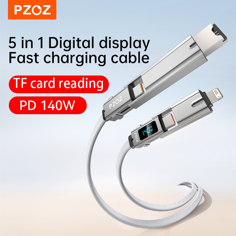 PZOZ 140W TF Card Reader Cable Digital Display 5 in 1 Cable OTG Data ...