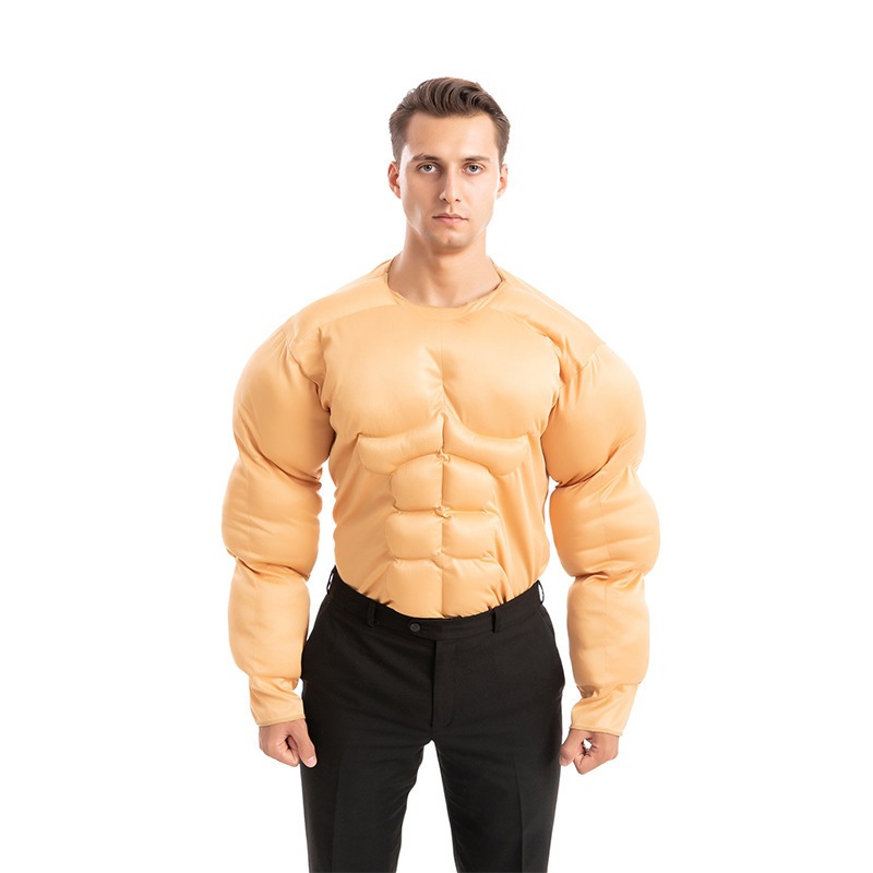Muscular Man T-shirt Cos Fake Chest Muscles and Abdominal Muscles Funny ...