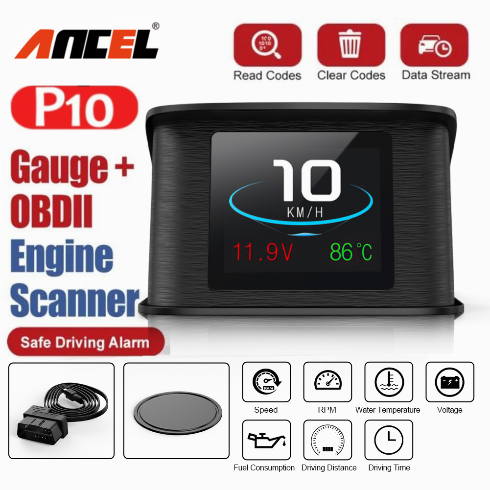 【MY Stock】Ancel P10 Car HUD Display OBD2 Head-up OBD2 Digital Auto ...