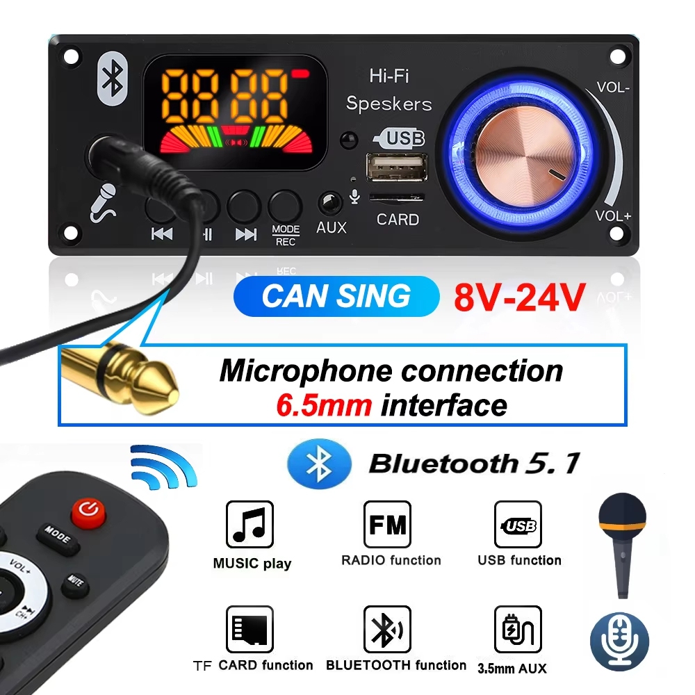 Bluetooth 5.1 MP3 Decoder Board 160W Amplifier Audio Player Car FM ...