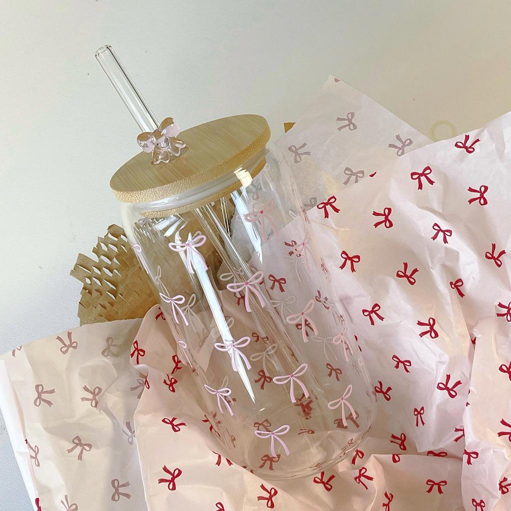 High Temperature Resistant Student Heart Bow Straw Cup Homemade Sweet ...