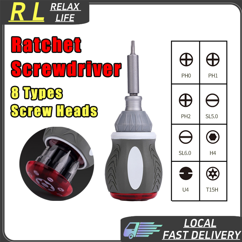 Retractable Screwdriver Set – 8 Screw Head Adjustable Length Ratchet ...