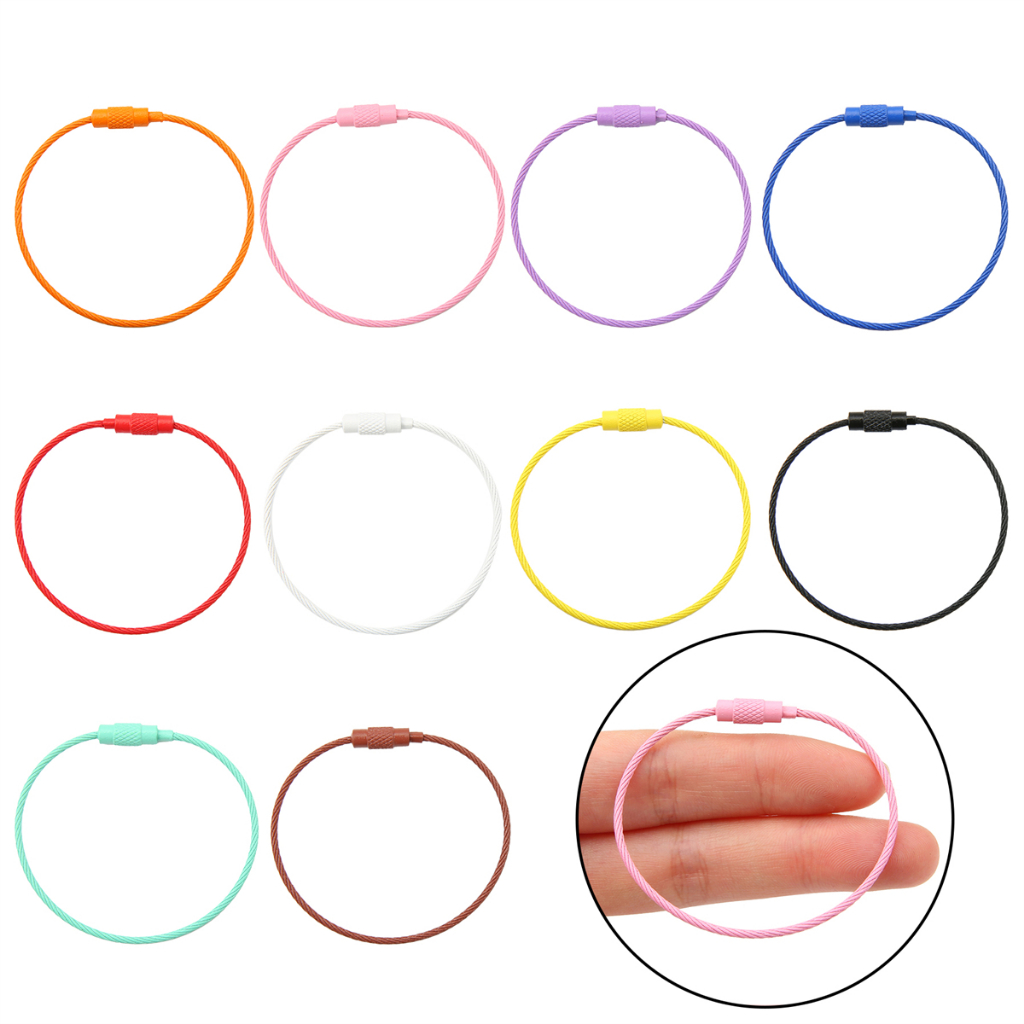 [50mm] 10pcs Steel Wire Spray Paint Key Ring DIY Handmade Accessories ...