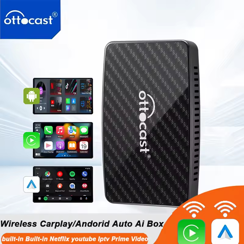 OTTOCAST Play2Video Pro Wireless Android Auto CarPlay Adapter for Youtube Netflix Car ...