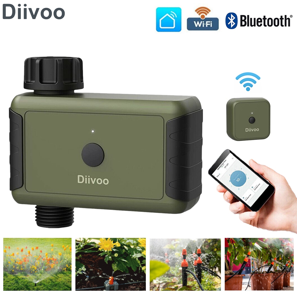 Diivoo Smart Bluetooth Garden Irrigation Watering Timer 2 Zone Auto ...