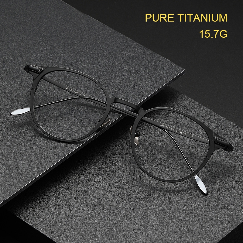 Retro Titanium Alloy Eyeglasses Frames Men's Ultralight Round Eyewear ...