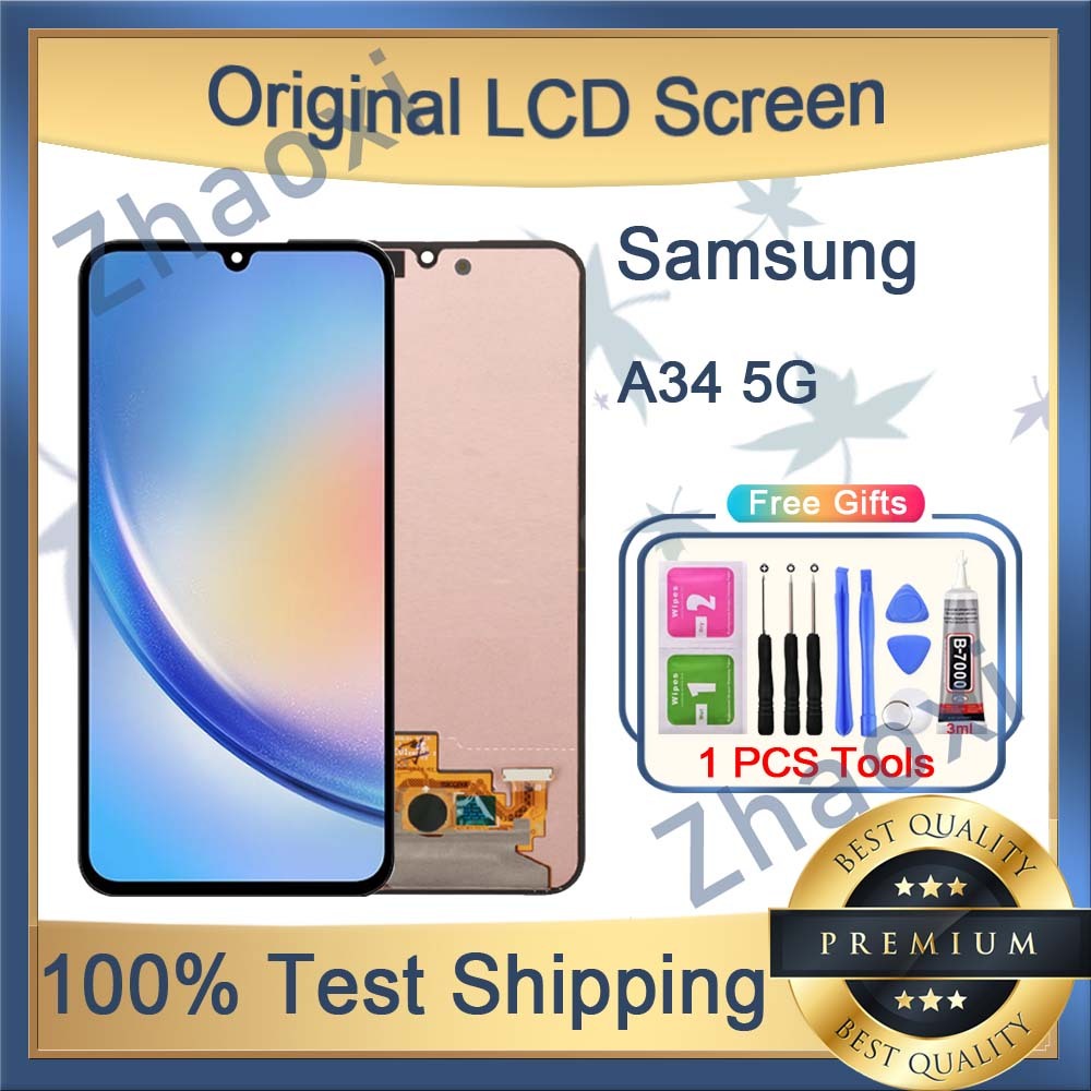 Original AMOLED Samsung Galaxy A34 5G LCD Screen With Frame Replacement ...
